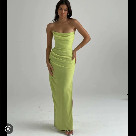 House of CB | Dresses | House Of Cb Adrienne Lime Strapless Gown | Poshmark
